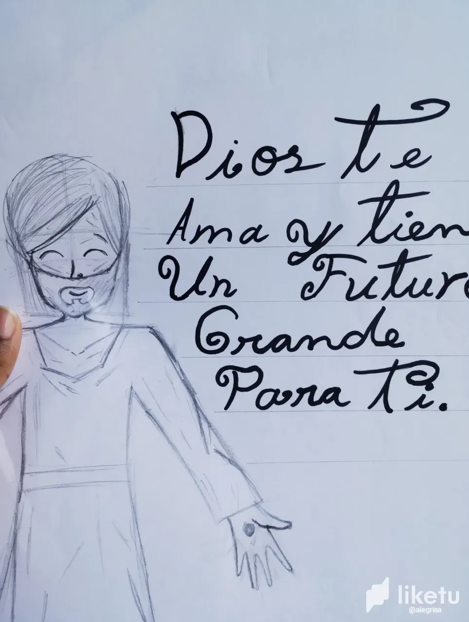 [Eng-Spa] making a drawing of Jesus with a biblical message ☺️.