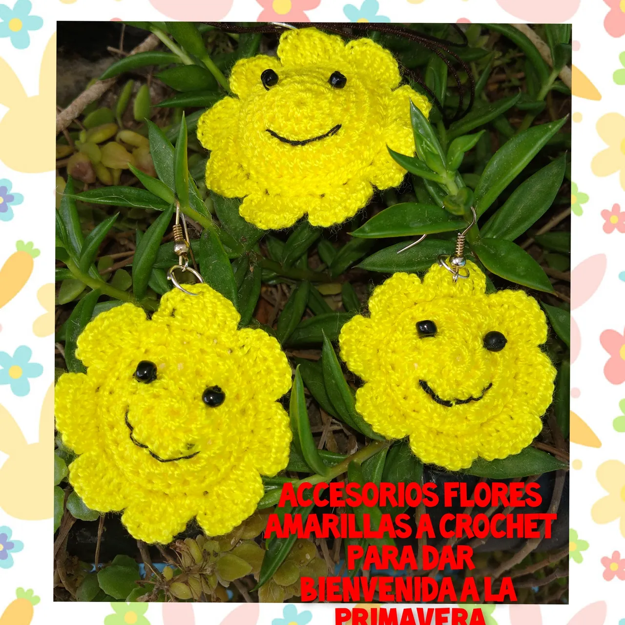 (ENG/ESP)CROCHET YELLOW FLOWER ACCESSORIES, TO START SPRING.
