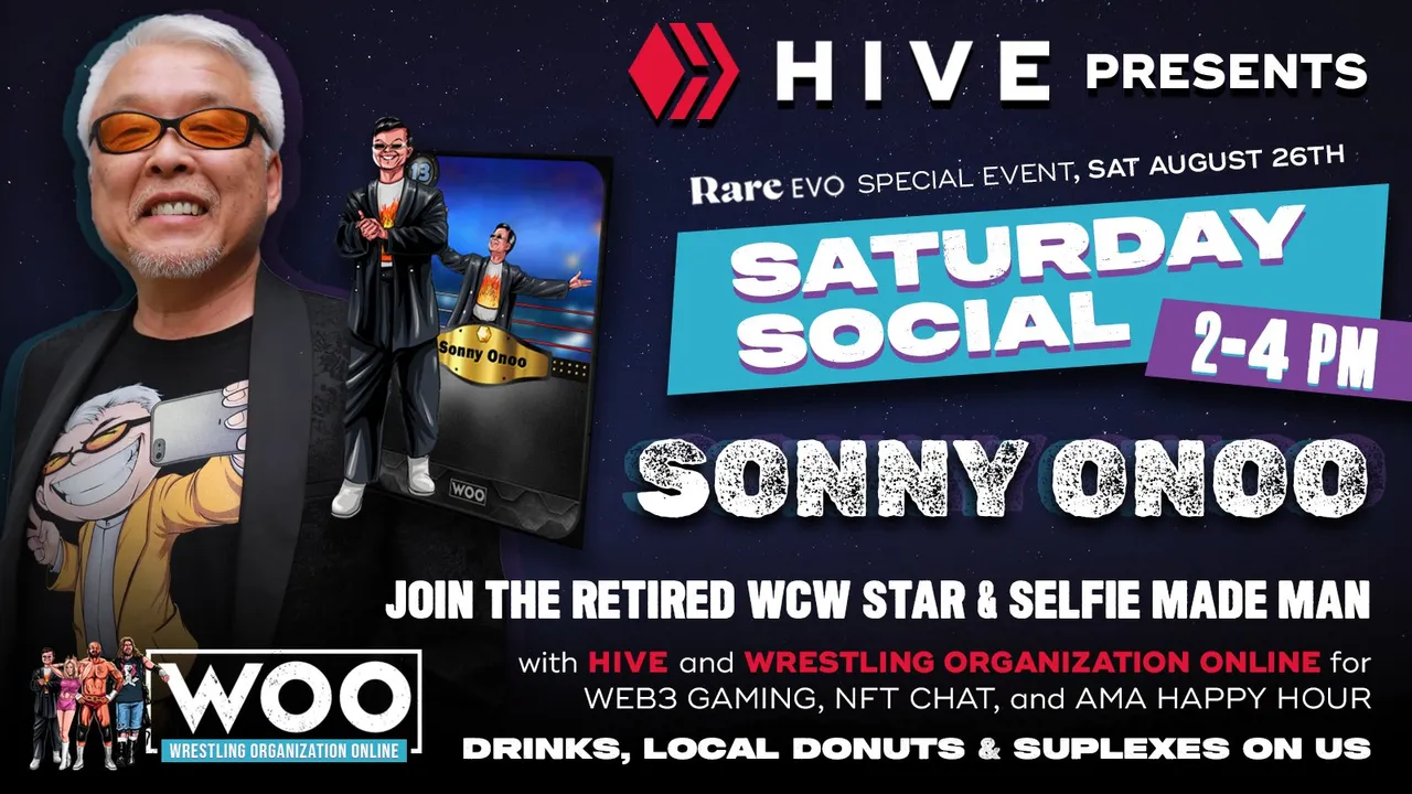 Hive's upcoming WOO game books live partner event with Sonny Onoo!