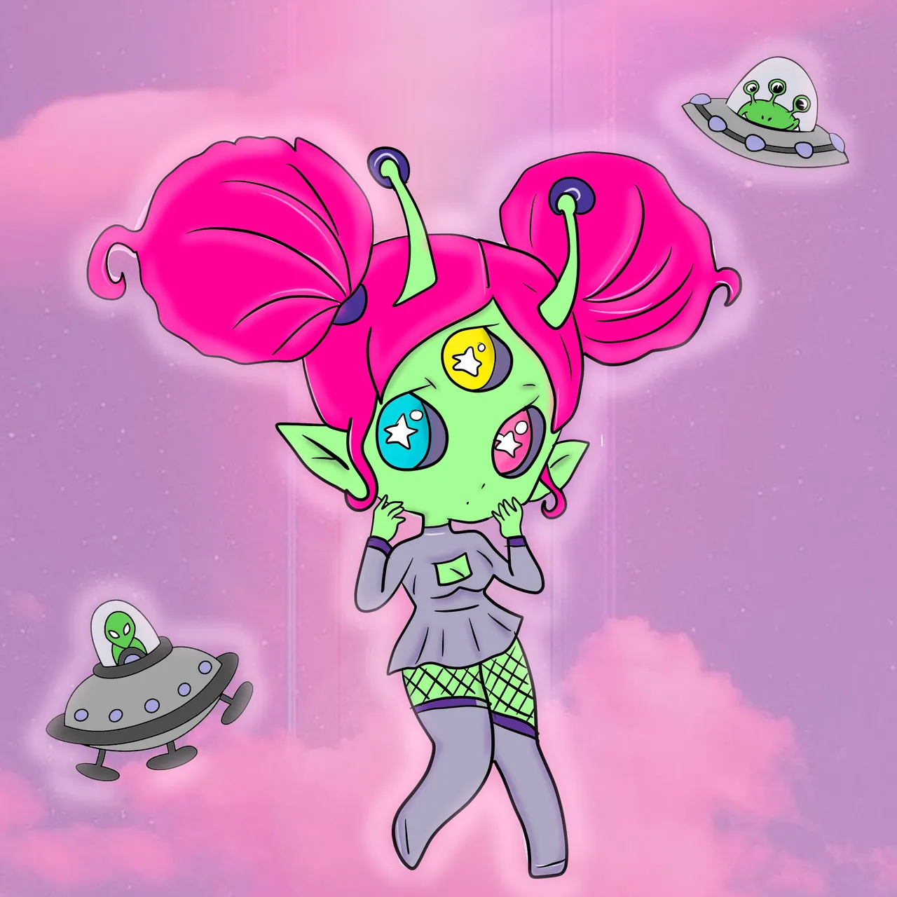 Cute alien being chased by enemies / Alíen tierna siendo perseguida...