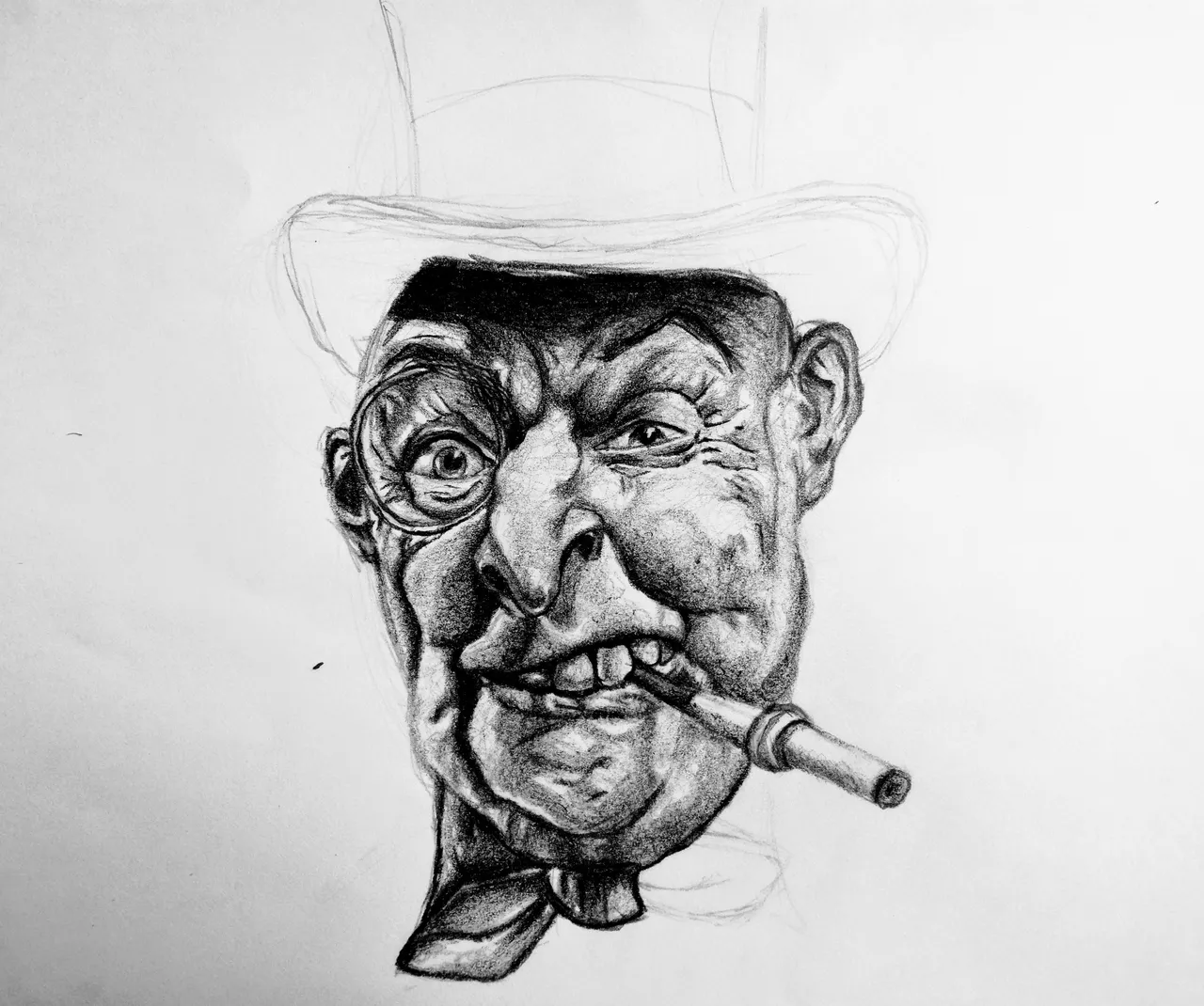 Portrait drawing of the supervillain Penguin