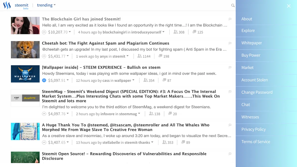 Steemit Hamburger Menu