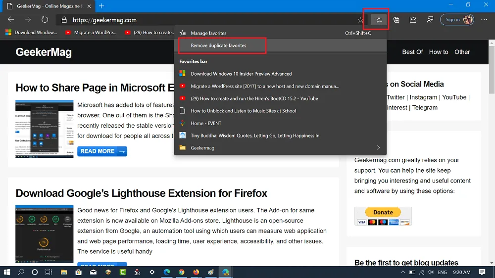 How to Remove Duplicate Favorites in Microsoft Edge Chromium