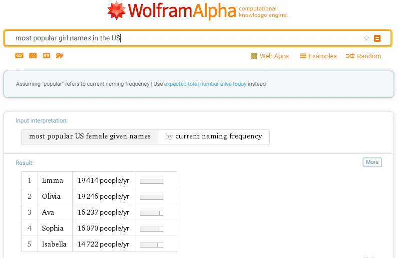 How to use Wolfram Alpha to Name Your Next Child