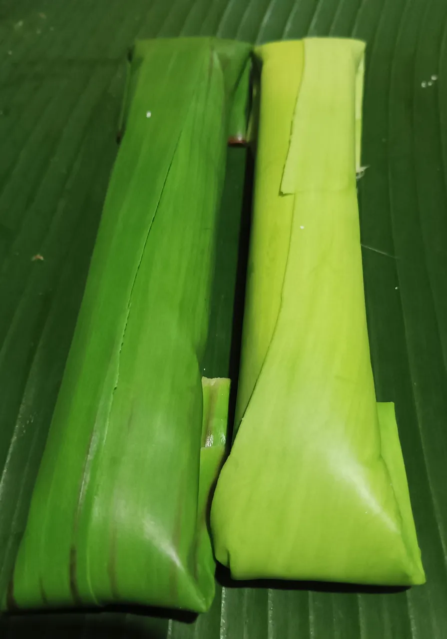Cassava rolls wrapped with banana leaves