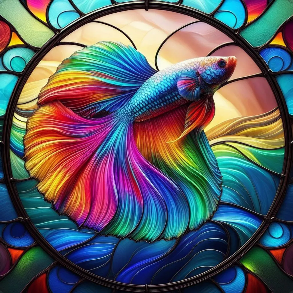 Betta Fish/Rainbow Stained Glass