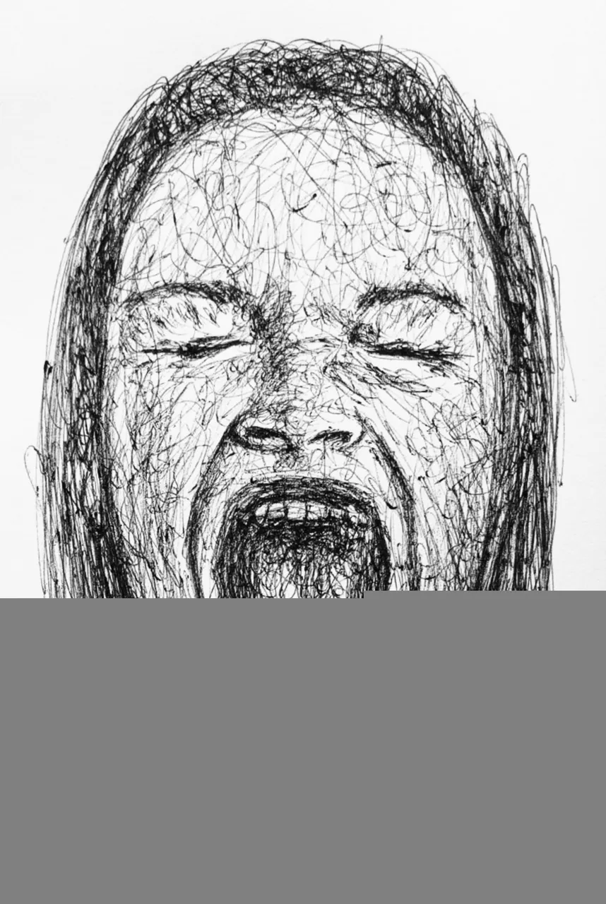 My Scribble Abstract Drawing Of A Screaming Woman.