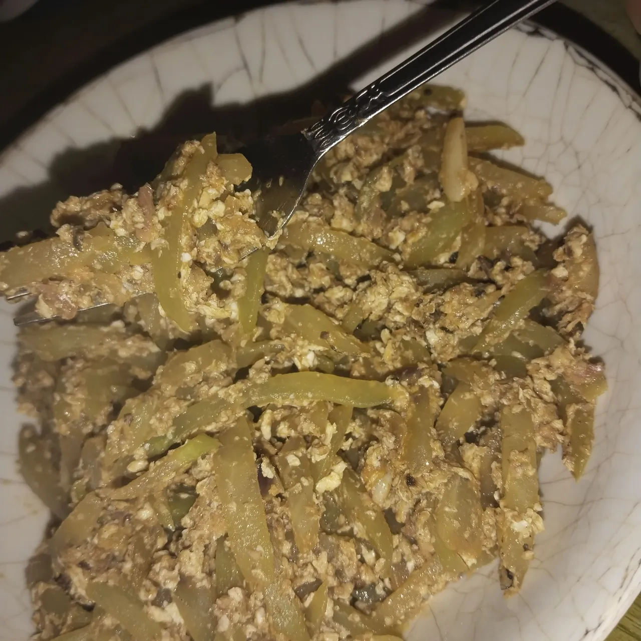 "Sauted Sayote with Sardines and with a Twist of Egg" by yours trul...