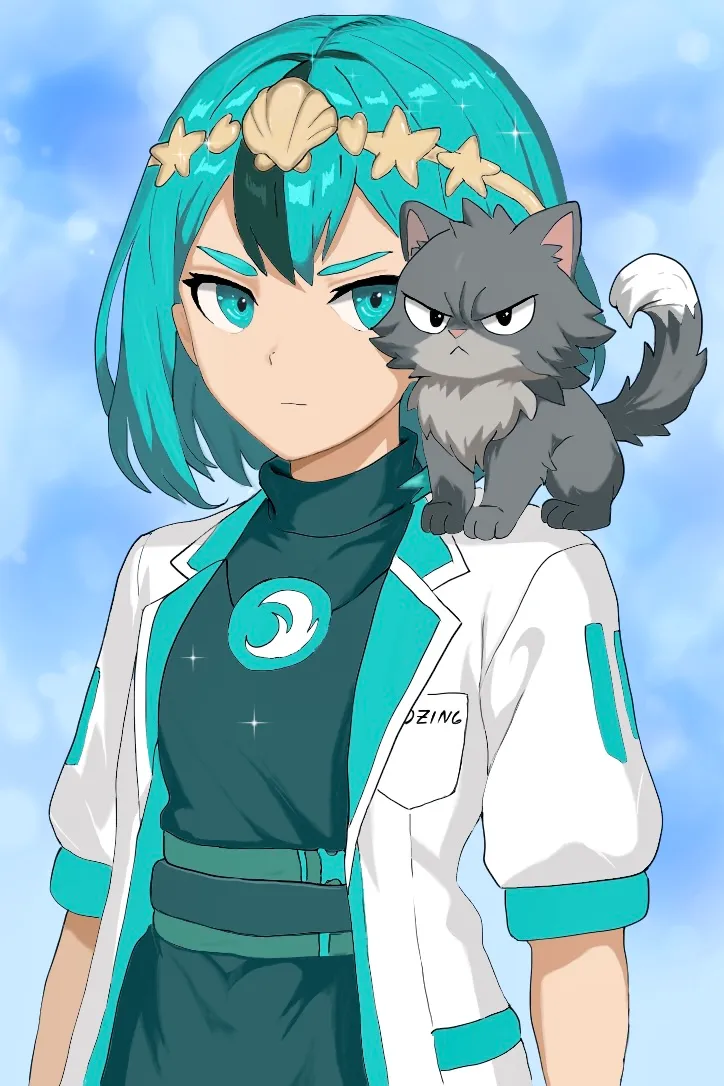 Ocean Healer and her MIU MIU mascot (Fanart) [ENG] [ESP]