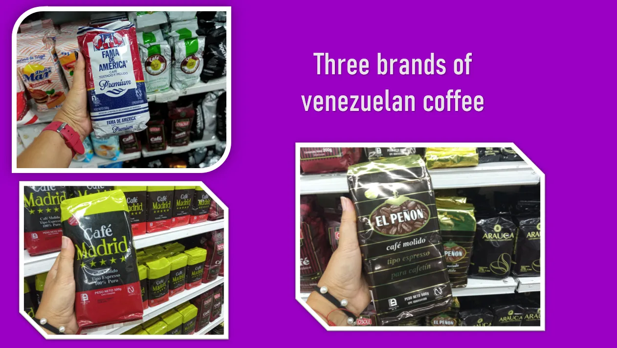 Three brands of venezuelan coffee