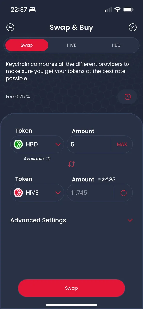 Swapping HBD-HIVE with Keychain Mobile v2 / Keychain Mobile v2のスワップ...