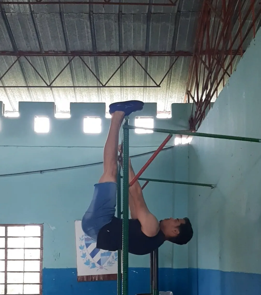 Jalones de remo invertido en barra fija/Inverted rowing pull-ups on...