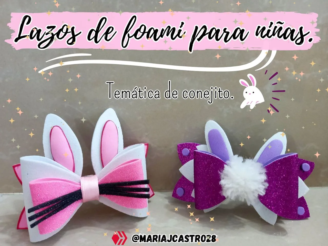 Lazos de foami para niñas con temática de conejito 🐰 •• Tutorial