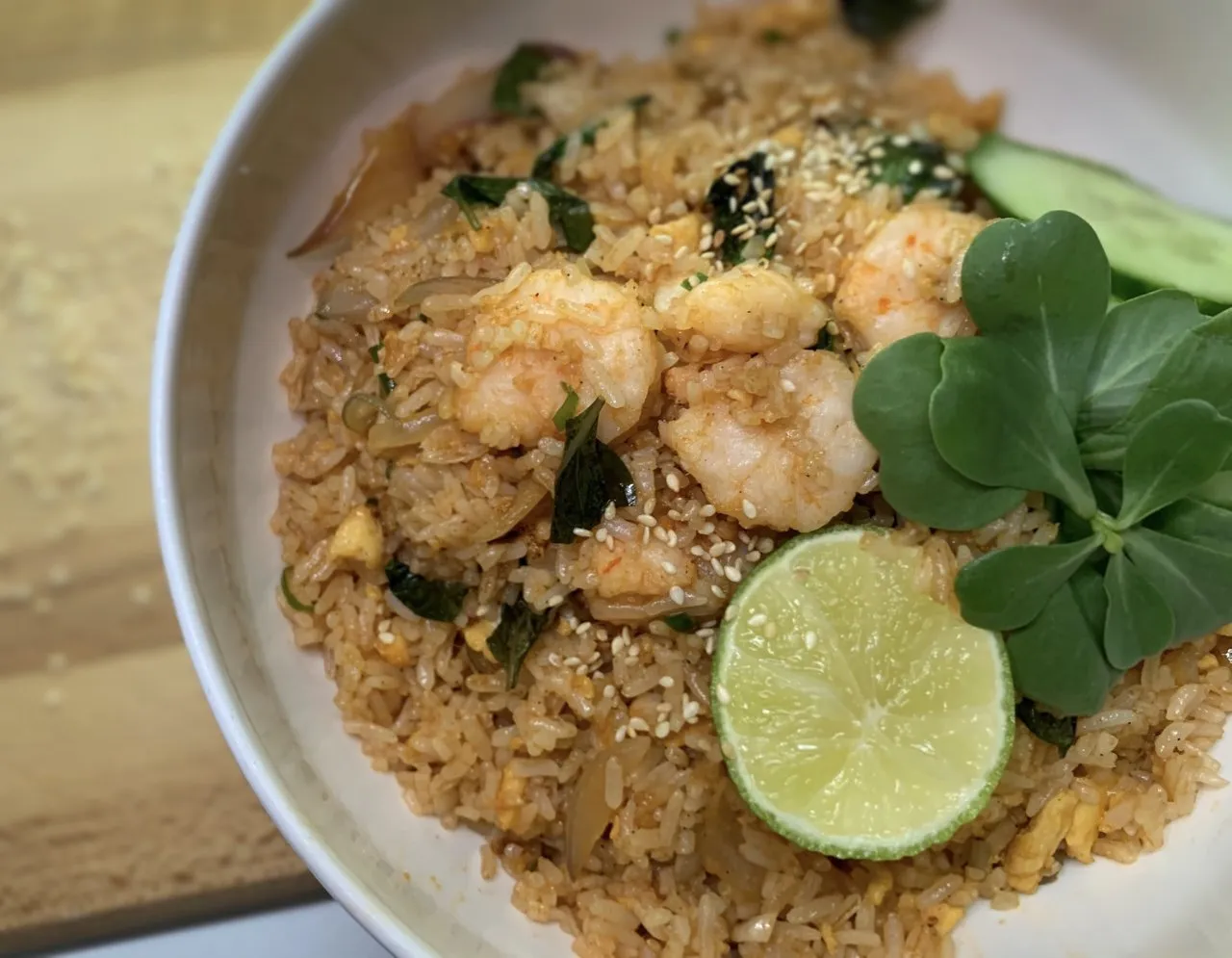 Spicy Shrimp & Basil Fried Rice