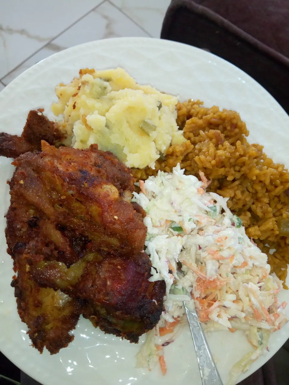 Oven roasted chicken,salads,smashed potatoes and brown rice