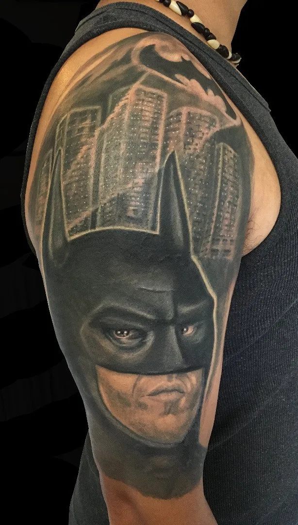 Michael Keaton Batman Portrait Cover Up Half Sleeve