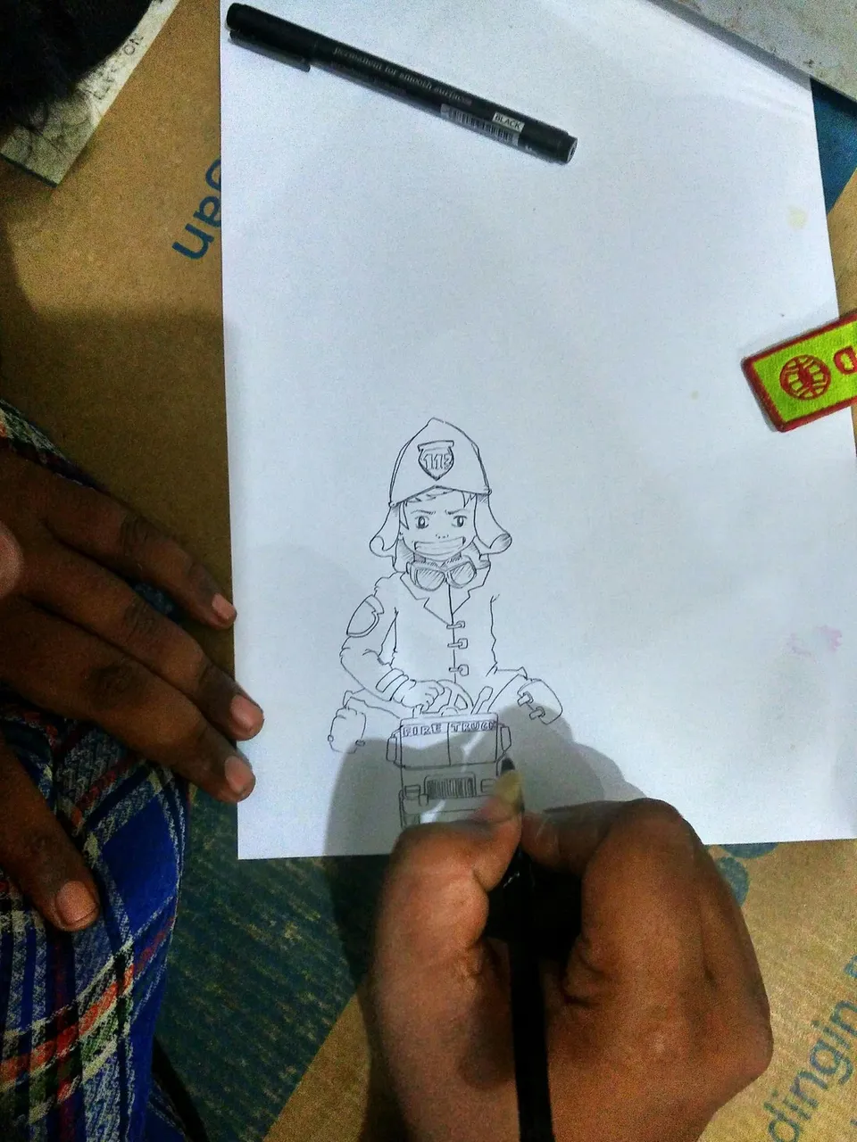 Painting Shinra, manga comic character and Fire Brigade of Flames a...