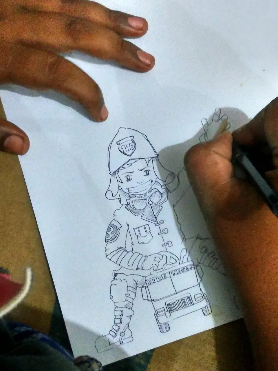 Painting Shinra, manga comic character and Fire Brigade of Flames a...