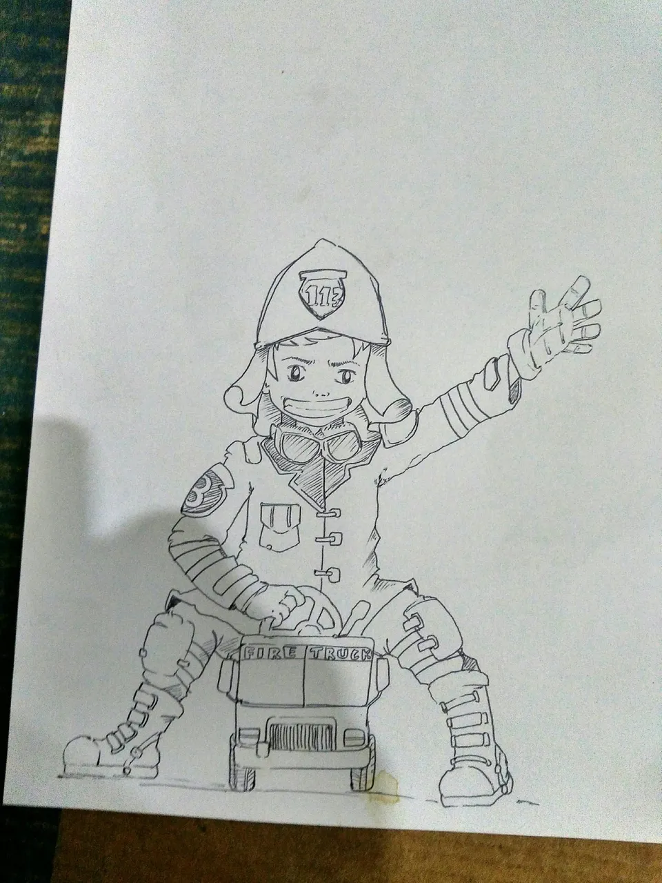 Painting Shinra, manga comic character and Fire Brigade of Flames a...