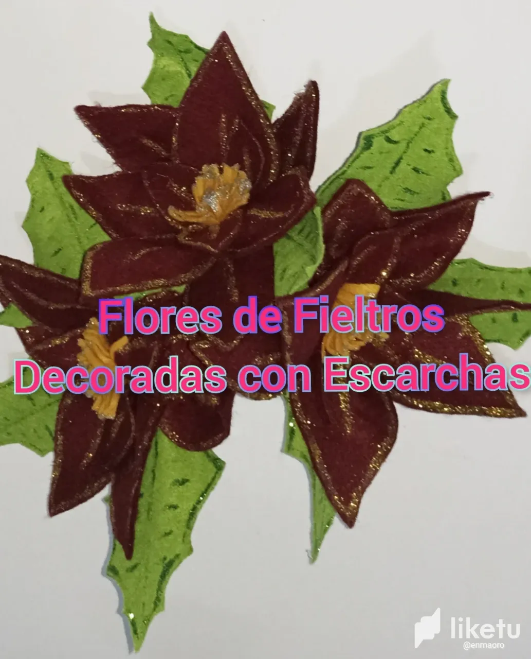 Flores de Fieltros Decoradas con Escarchas// Felt Flowers Decorated...