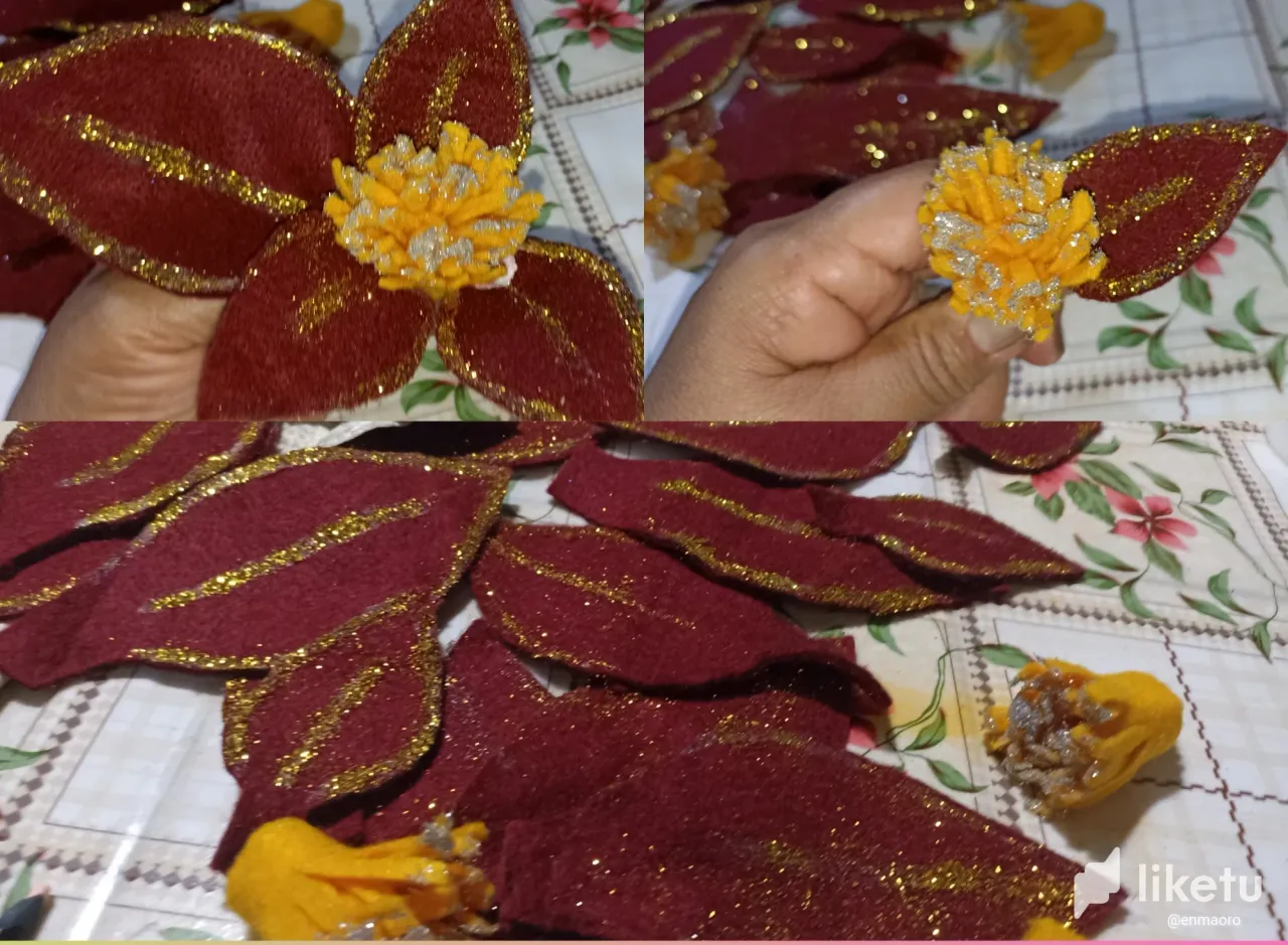 Flores de Fieltros Decoradas con Escarchas// Felt Flowers Decorated...