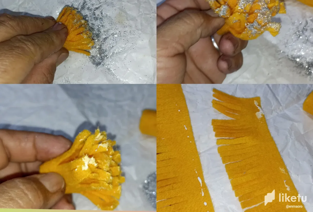 Flores de Fieltros Decoradas con Escarchas// Felt Flowers Decorated...