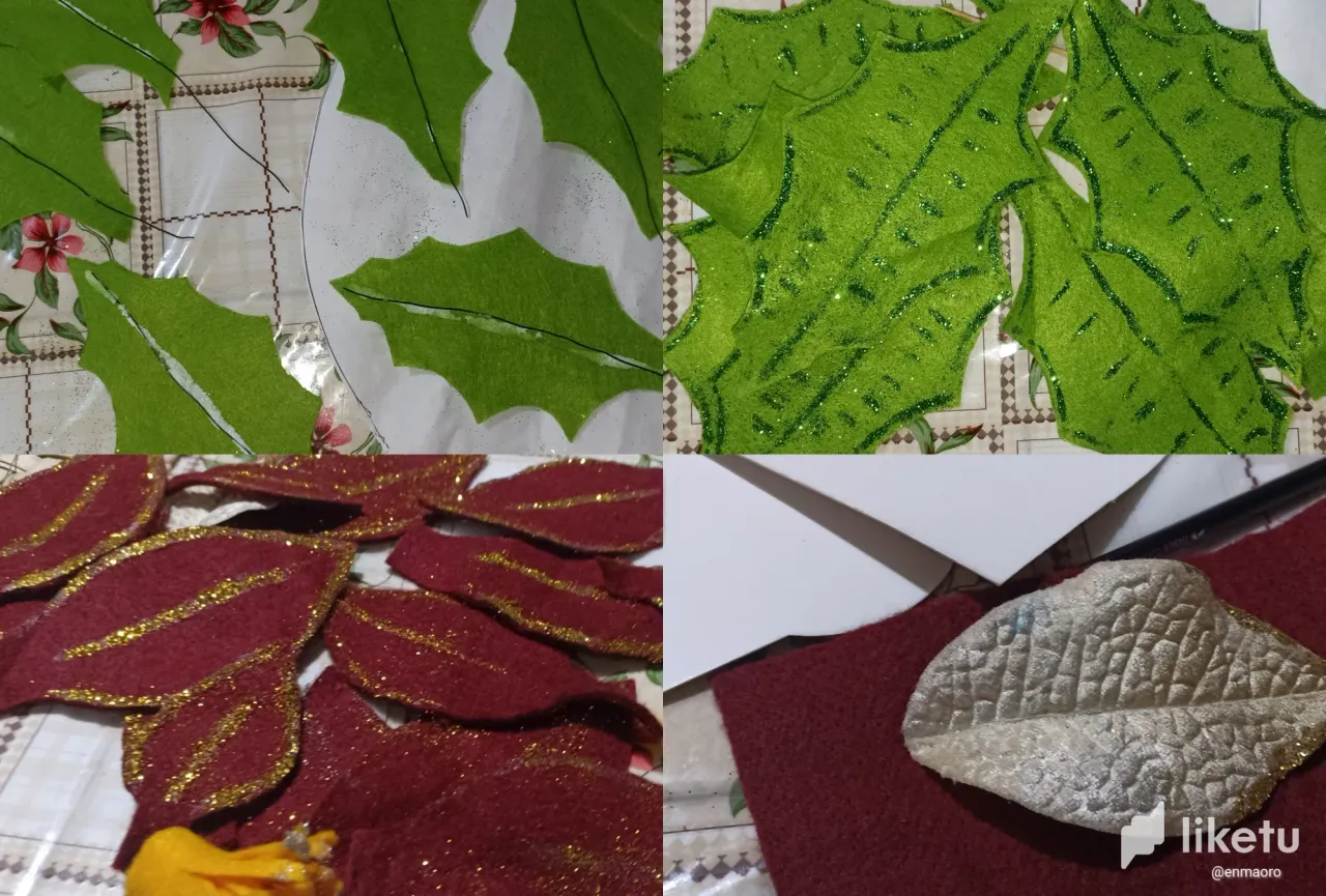 Flores de Fieltros Decoradas con Escarchas// Felt Flowers Decorated...