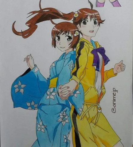 Drawing Art - Tsukihi and Karen "Monogatari Series"
